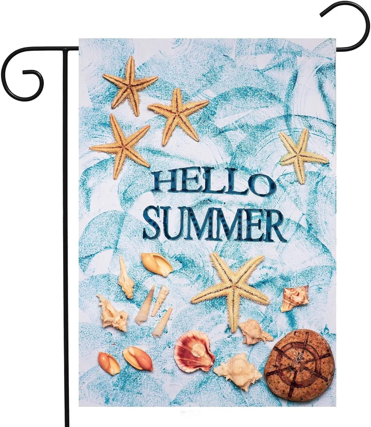 Hello Summer Starfish Seashells Beach Seaside Ocean Vacation Seasonal ...