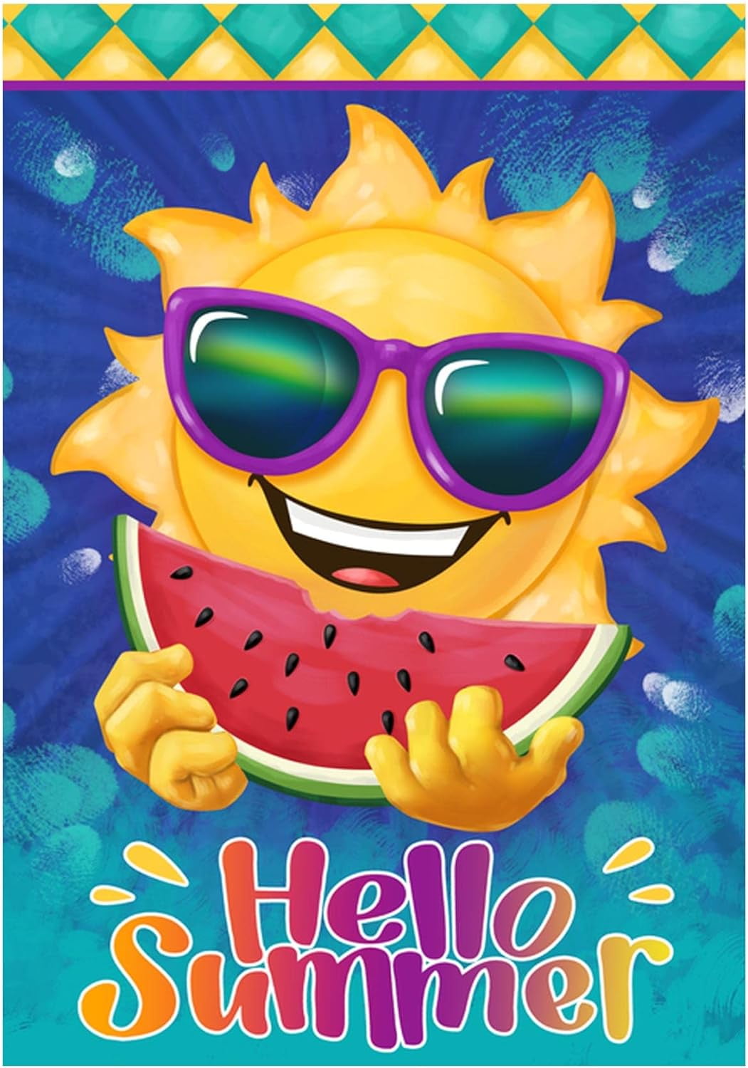 Hello Summer Sun Double Sided Sunshine Oudoor Yard Flag Seasonal Beach ...