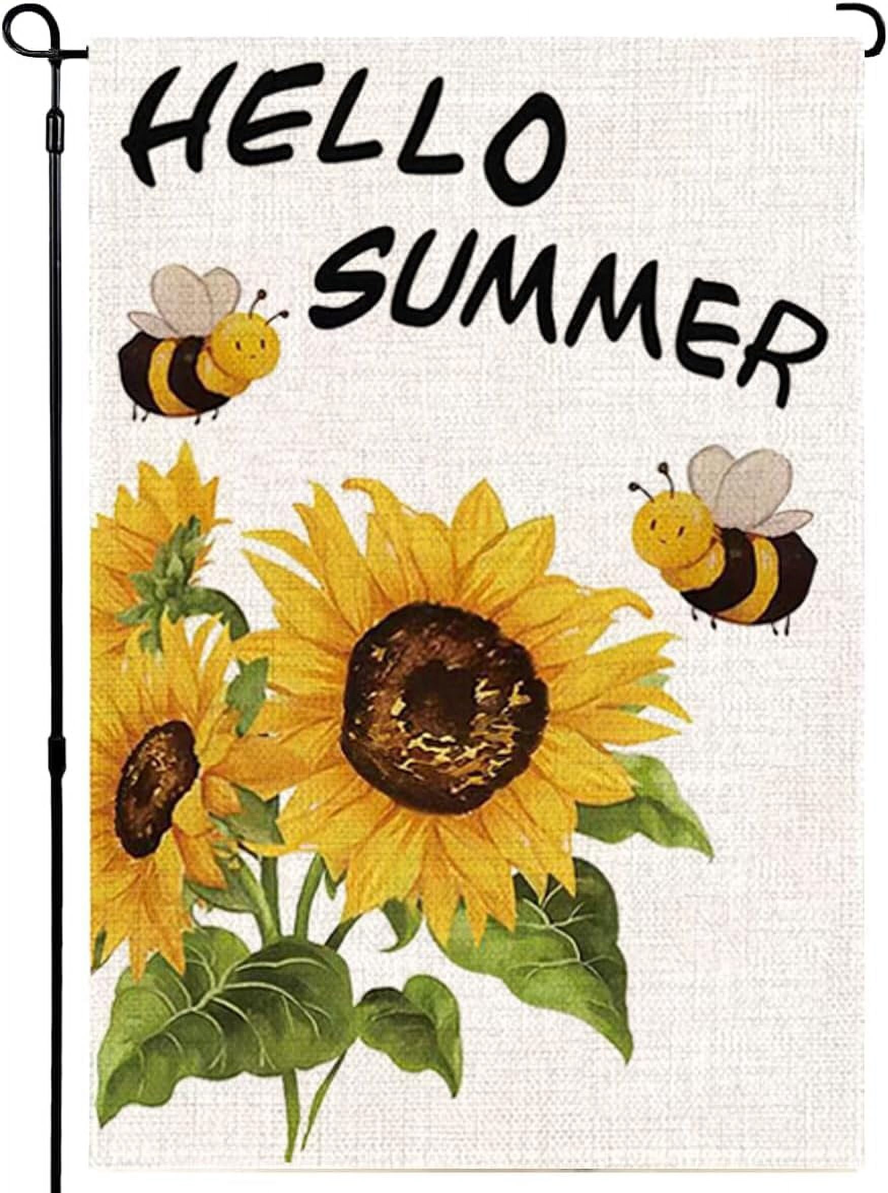 Hello Summer Sunflower Garden flags 12x18 Double Sided for Outside, Bee ...