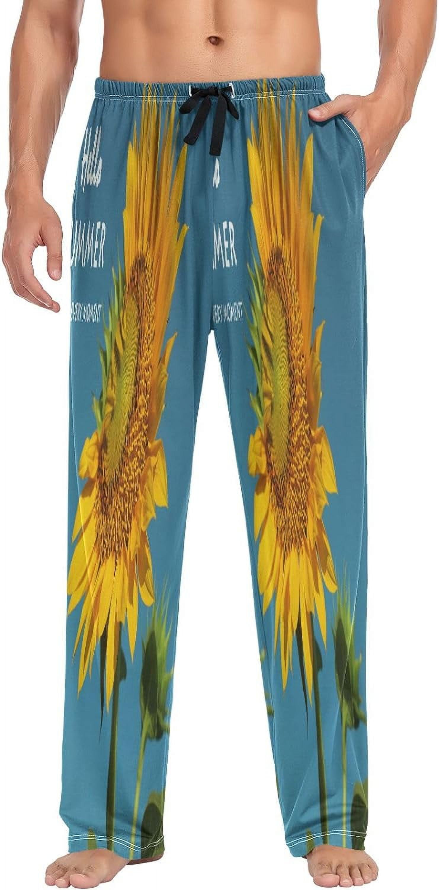 Hello Summer Sunflower Men's Pajama Pants Lightweight Sleepwear Bottom ...