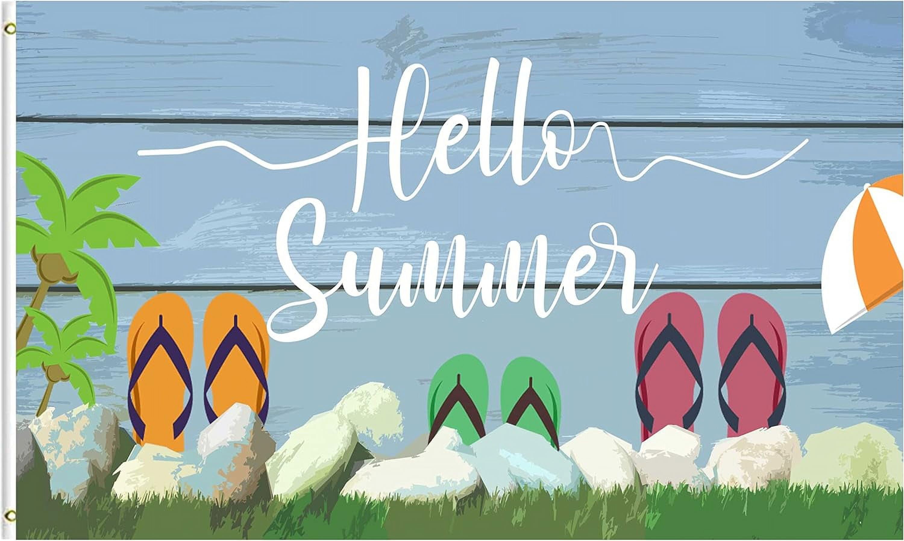 Hello Summer Sunshine Flag,Summer Beach Decorations Banner Flag Holiday ...