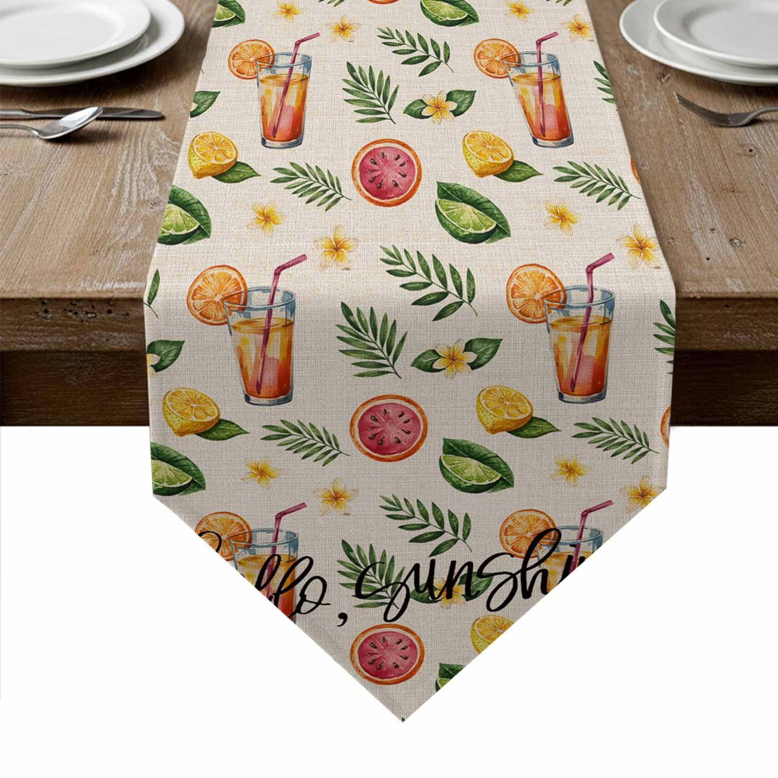 Hello Summer Table Runner Linen Burlap Table Runner 72 Inches Long ...