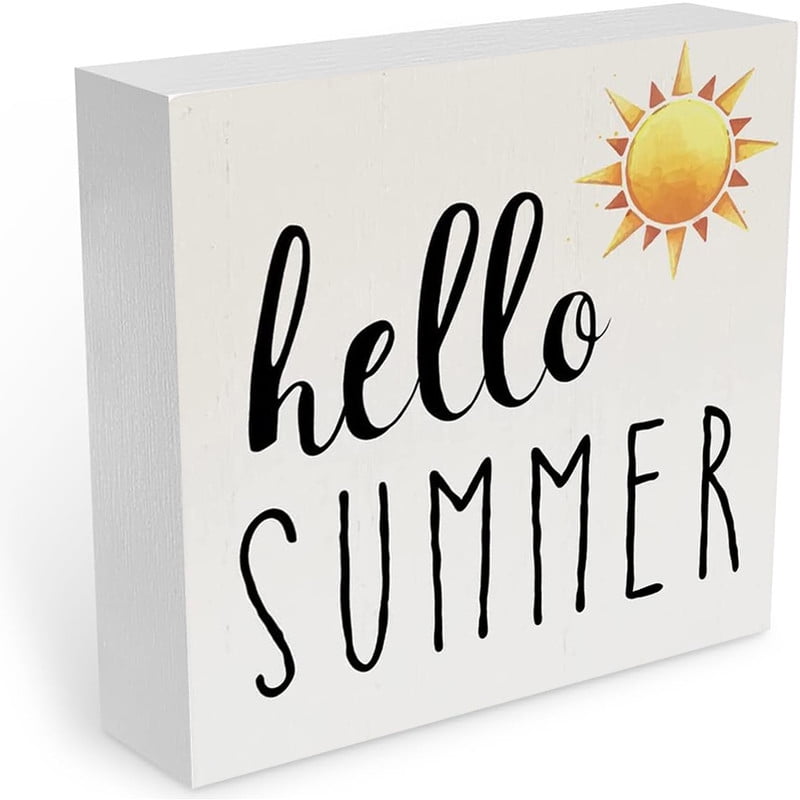 Hello Summer Table Sign Summer Sun Ceramic Table Sign Plaque Decor ...