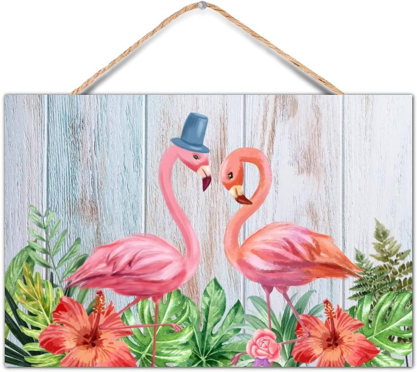Hello Summer Wall Decor Sign Flamingo Welcome Home Sign for Front Door ...