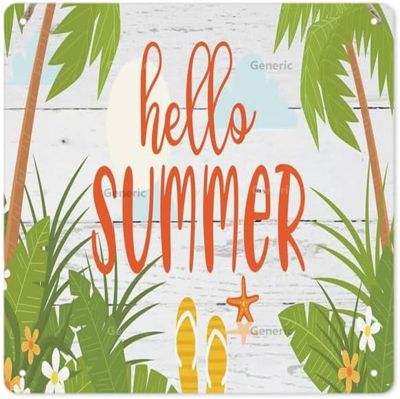 Hello Summer Wall Sign Hanging Sign Home Décor Green Plant Home Decor ...