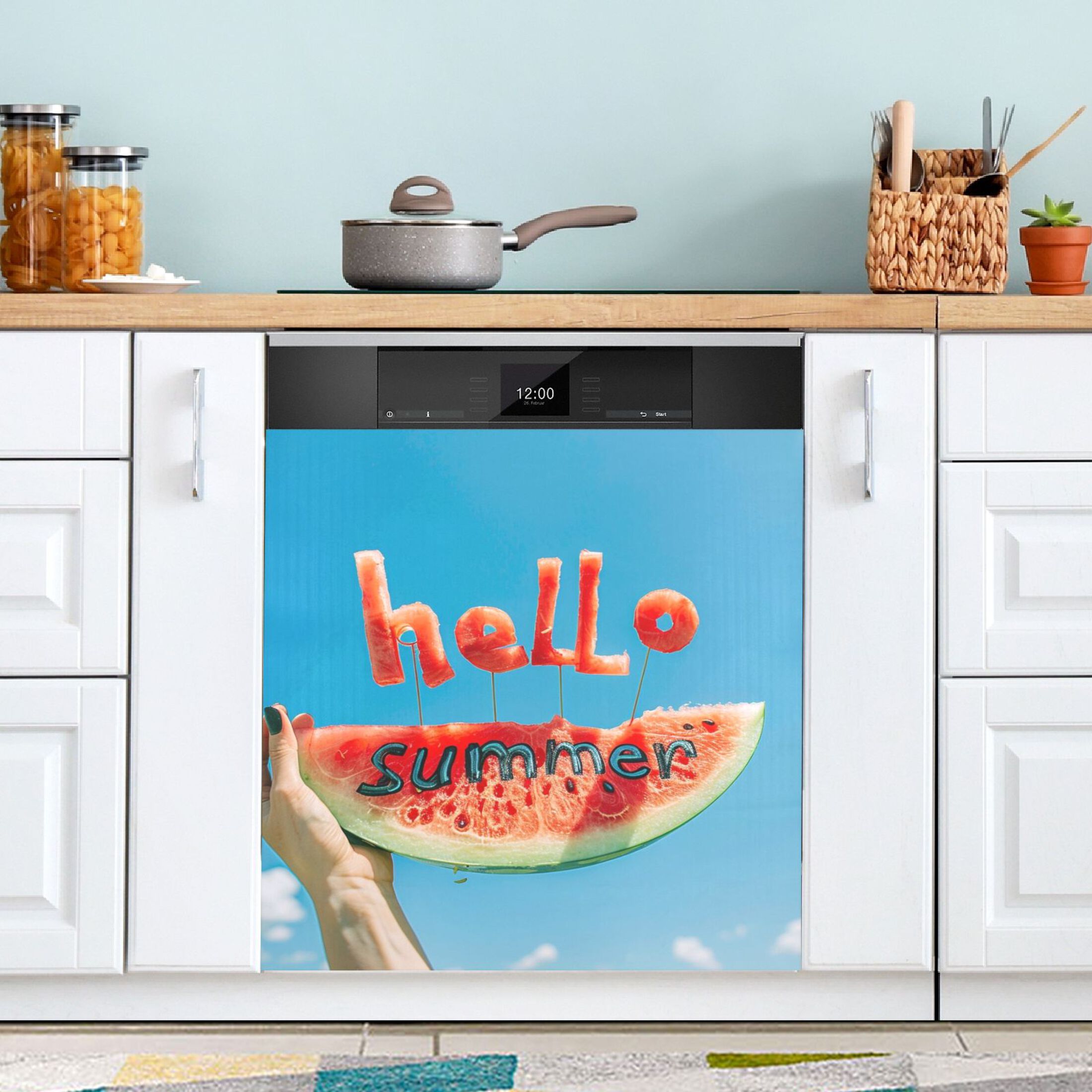 Hello Summer Watermelon Magnetic Dishwasher Cover Magnet Refrigerator ...