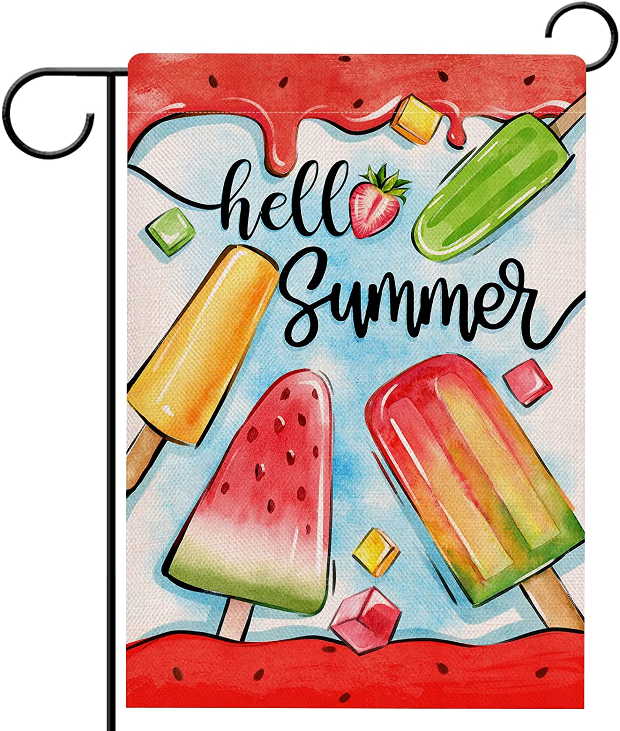 Hello Summer Watermelon Popsicles Garden Flag Double Sided, Ice Cream ...