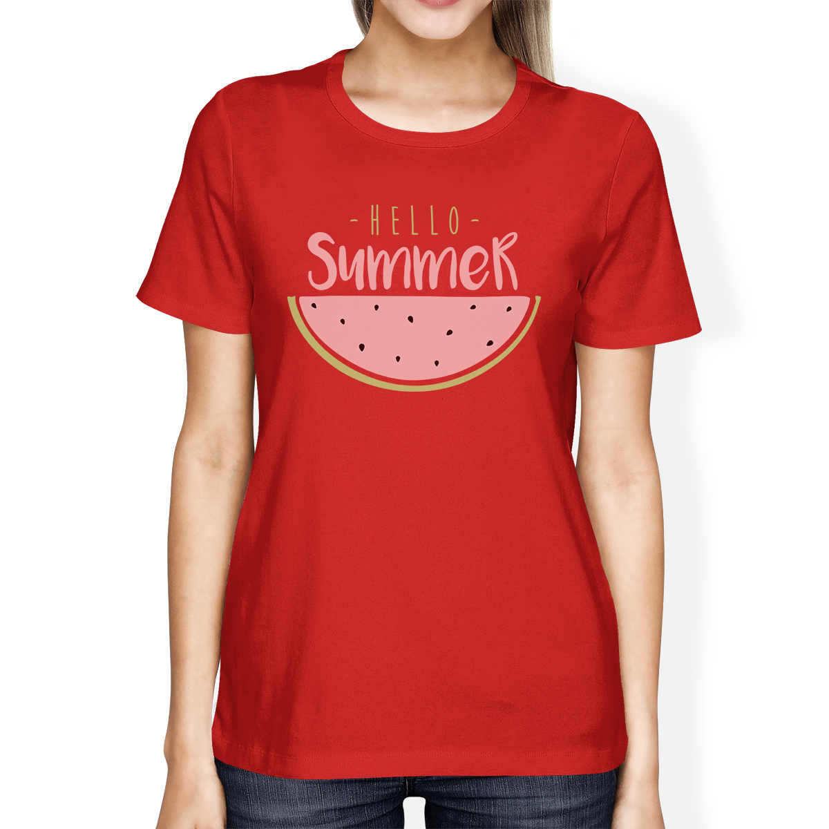 Hello Summer Watermelon Womens Red Shirt - Walmart.com