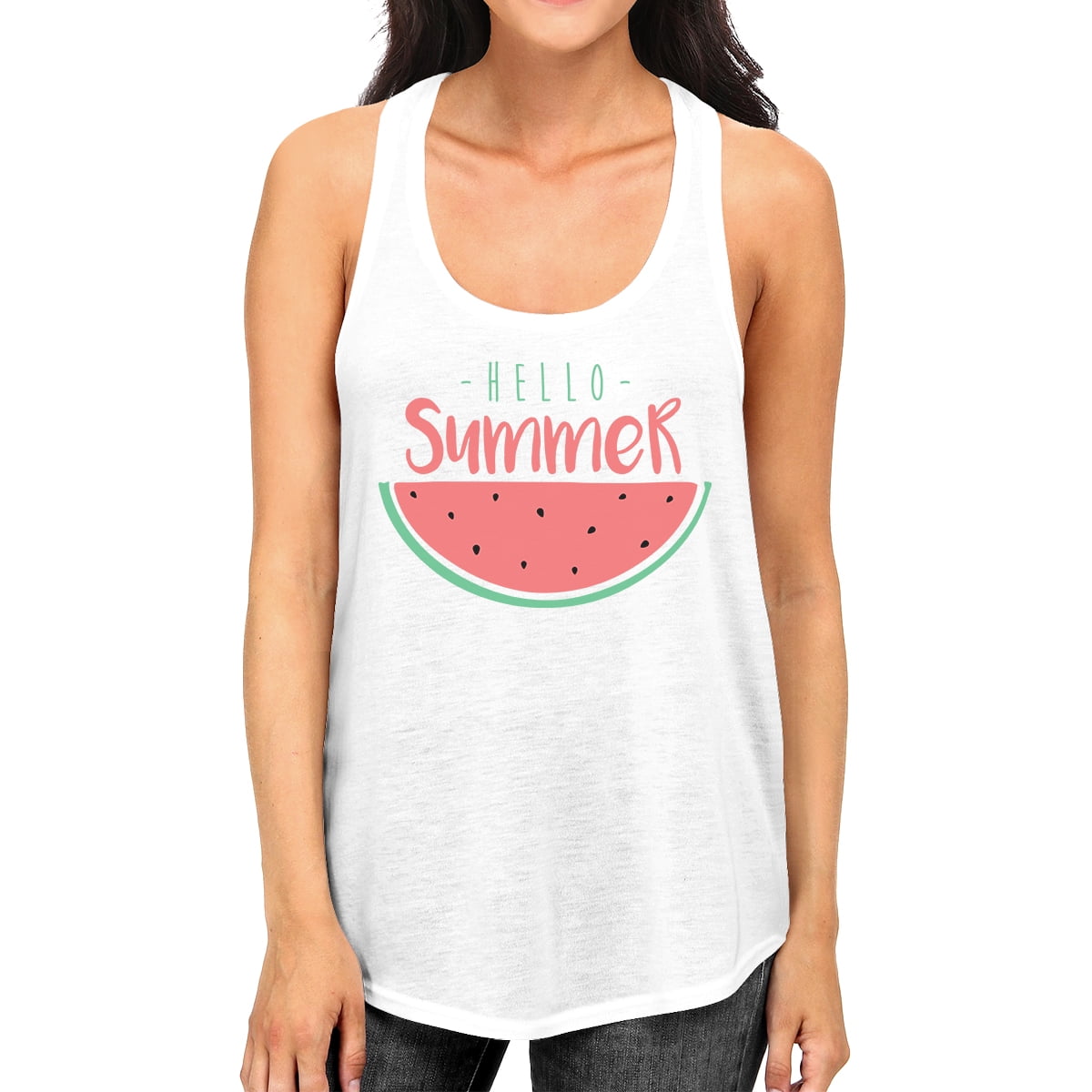 Hello Summer Watermelon Womens White Tank Top - Walmart.com