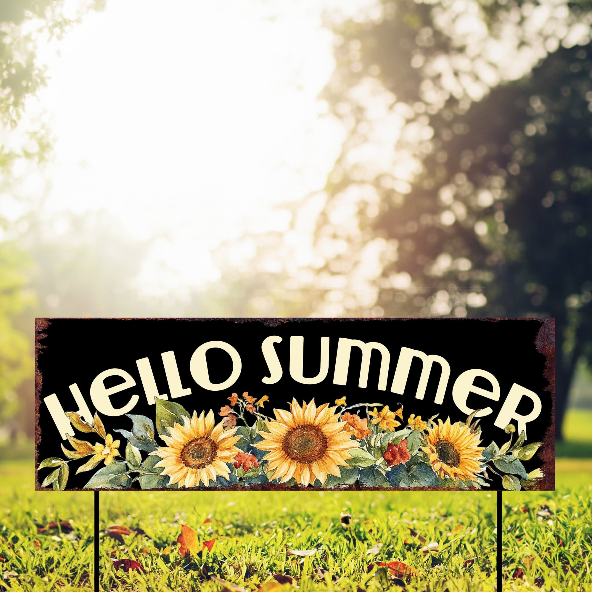 Hello Summer Wildflower Garden Stake | 36in Floral Yard Sign | UV Print ...