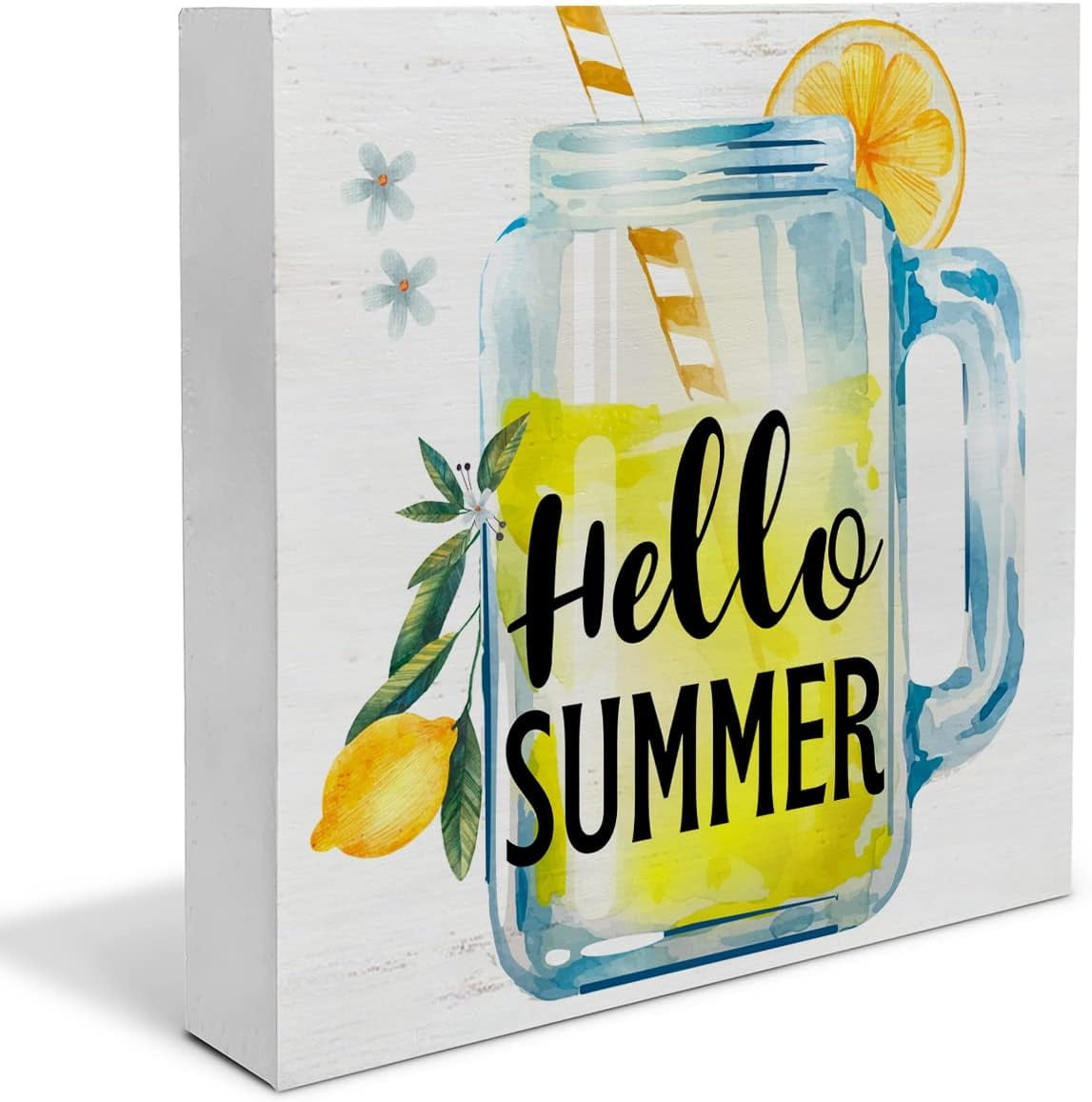 Hello Summer Wood Box Sign Art Decor Desk Sign Lemonade Lemon Juice ...