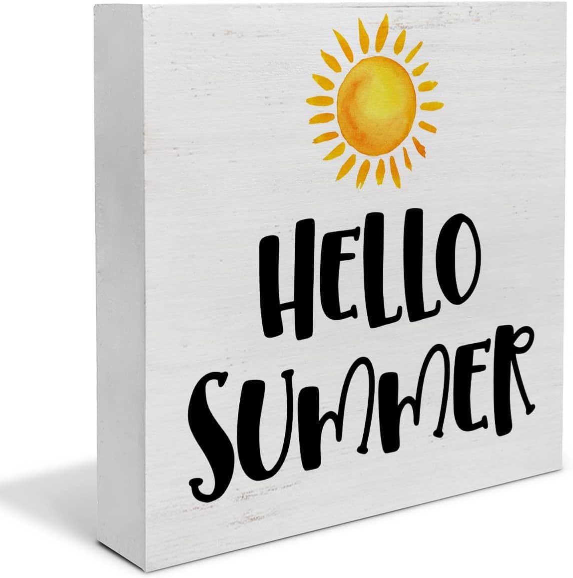Hello Summer Wood Box Sign Decor Desk Sign Watercolor Sun Art Wooden ...