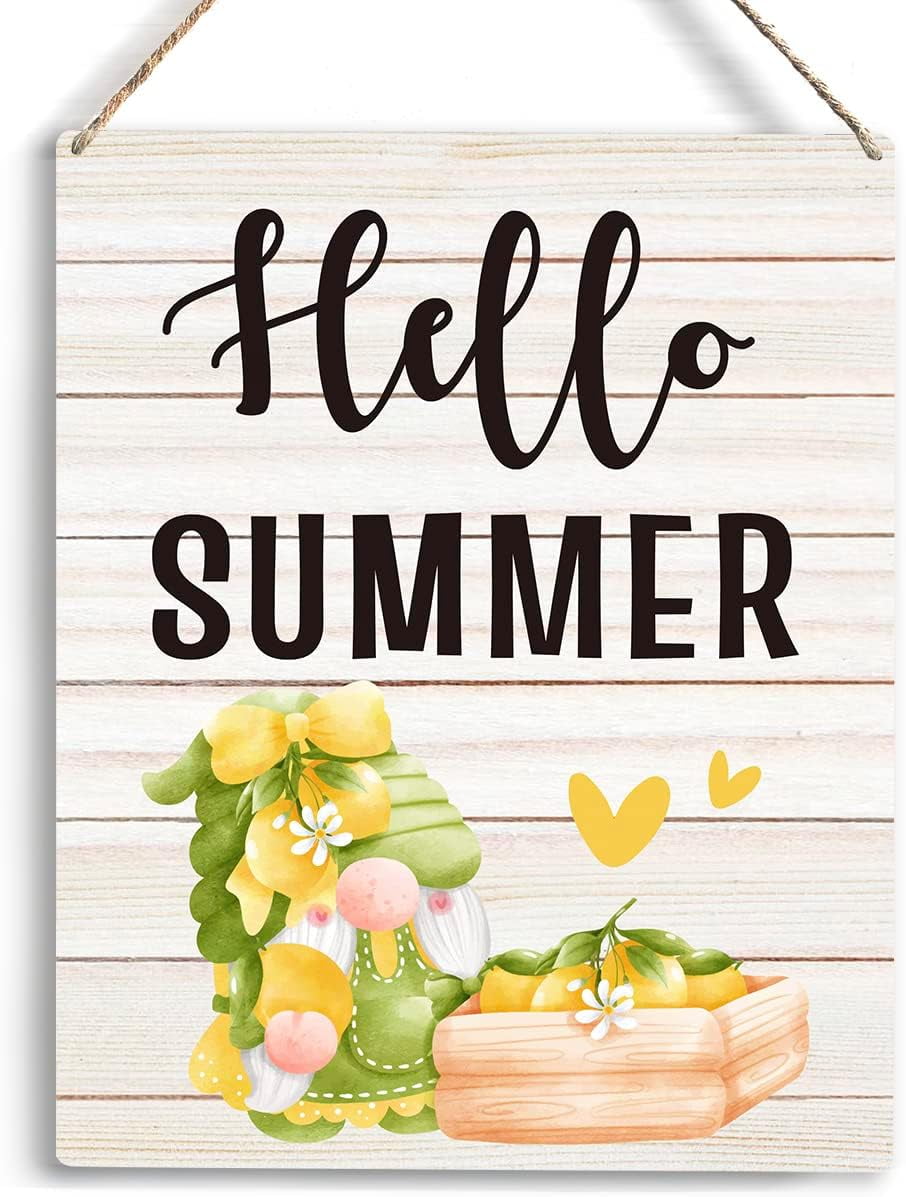 Hello Summer Wooden Hanging Sign Summer Welcome Sign Front Door Rustic ...