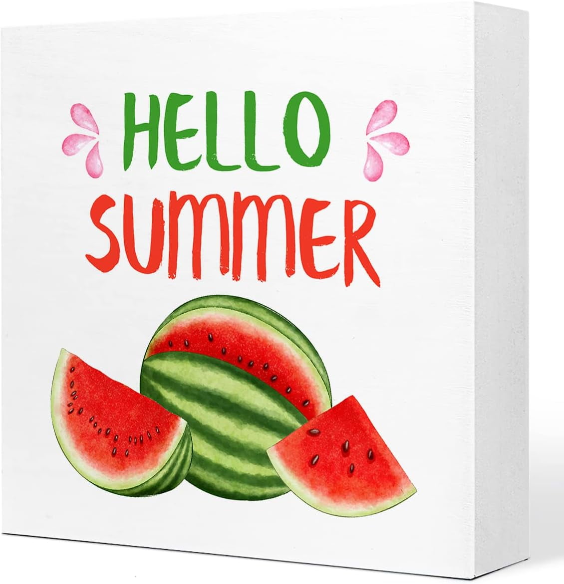 Hello Summer Wooden Plaque Sign Desk Decor,Rustic Summer Watermelon ...
