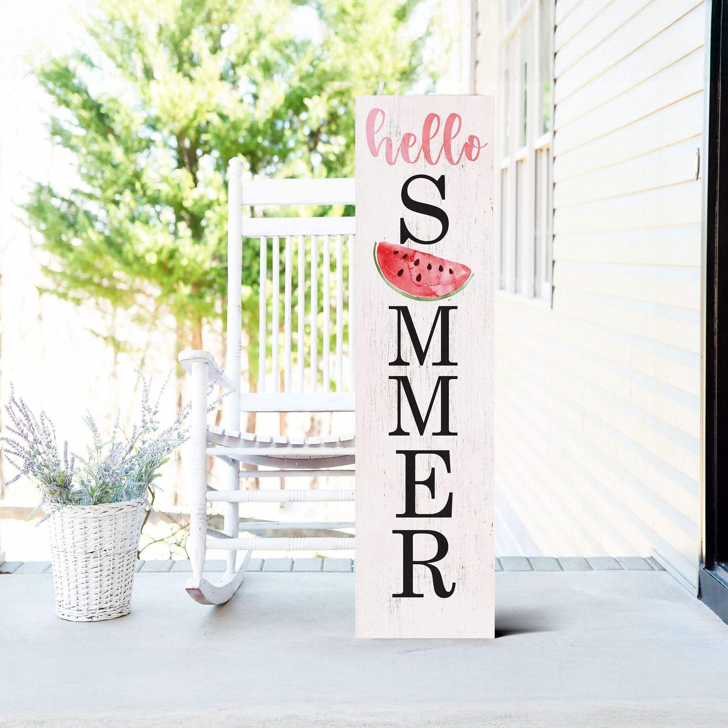 Hello Summer Wooden Porch Sign with Watermelon Pattern | Seasonal ...