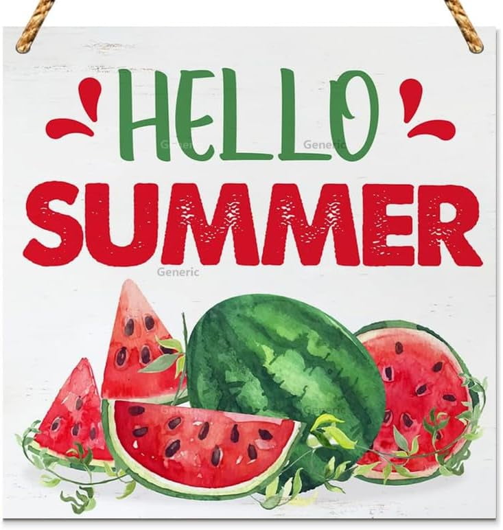 Hello Summer Wooden Sign Summer Watermelons Wood Sign Decorative Sign ...
