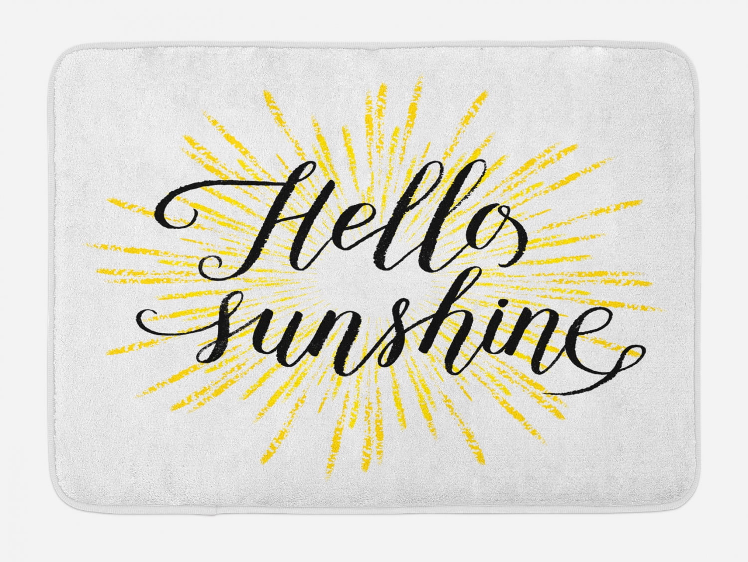 Hello Sunshine Bath Mat, Hand Drawn Starburst Lines Calligraphic ...