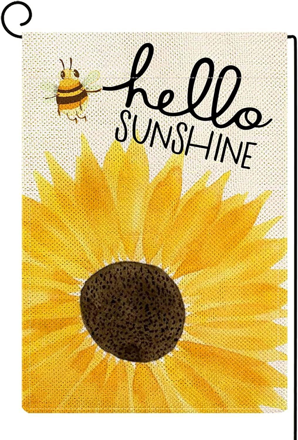 Hello Sunshine Bee Happy Welcome Garden Flag 12.5x18in, Home Outdoor ...