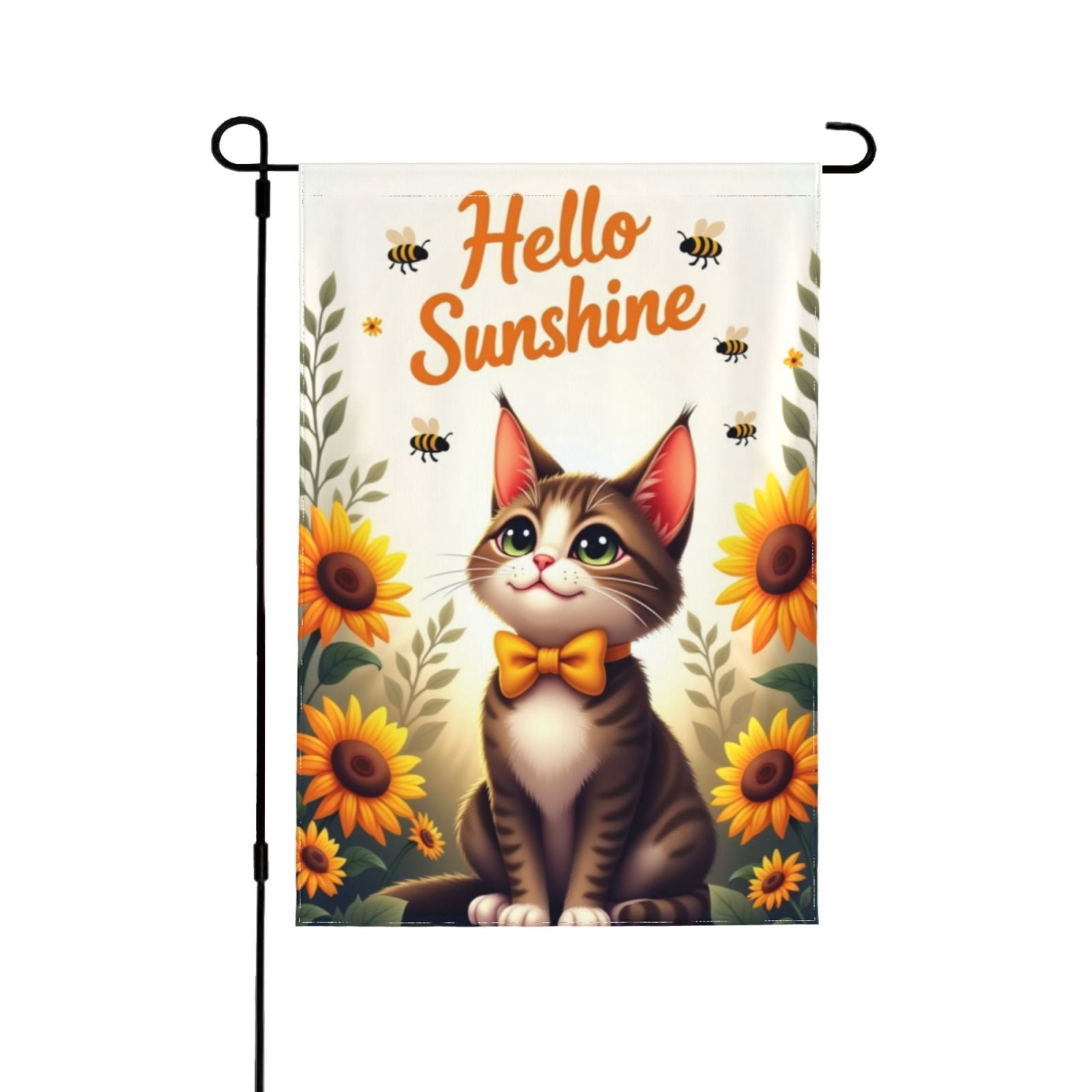 Hello Sunshine Cat Garden Flag 12x18 Inch Double Sided Outdoor Yard ...