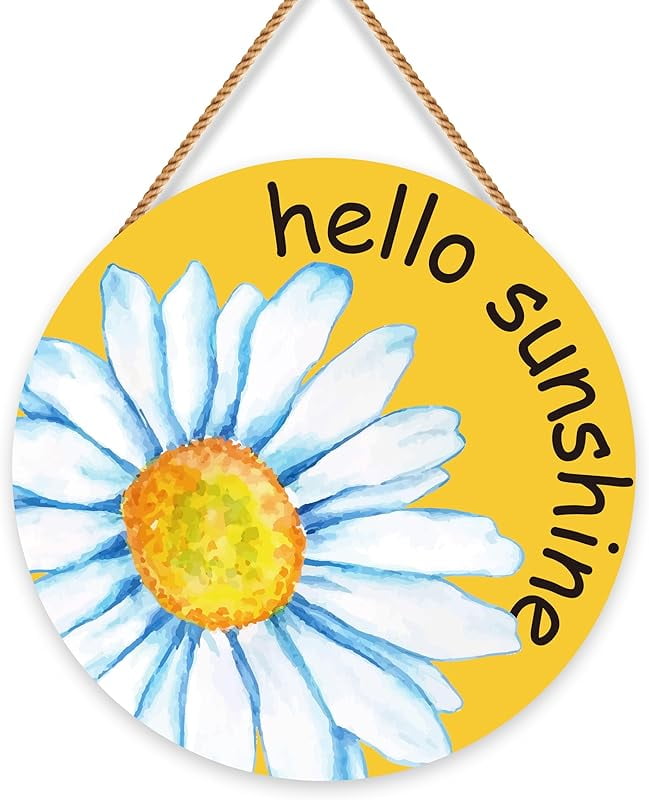 Hello Sunshine Decor,Sunflower Garden Front Door Decor, Wooden Hanger ...