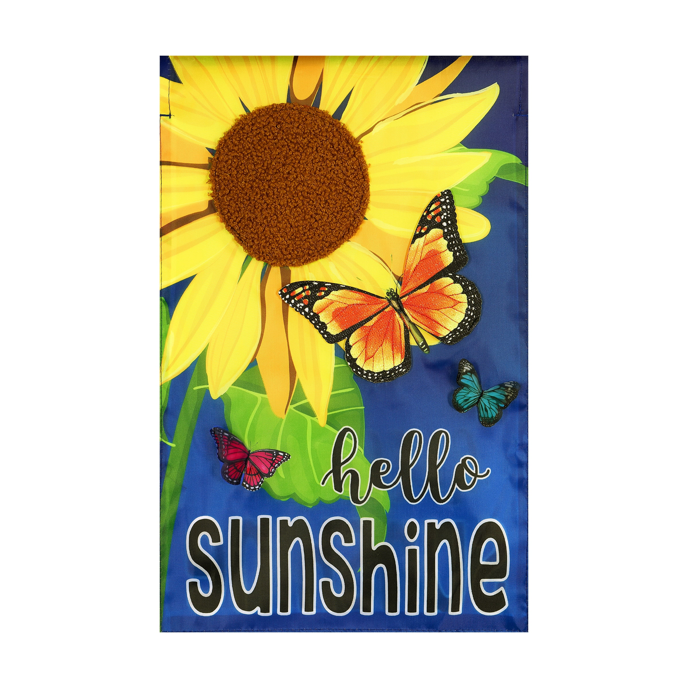 Hello Sunshine Flower Butterfly Yard Flag 11.5in x 18in - Walmart.com