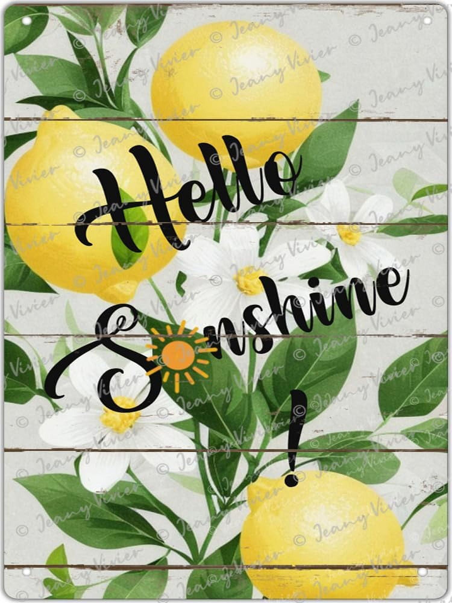 Hello Sunshine Flower Pattern Lemon Art Print - Lemon Fruit With ...