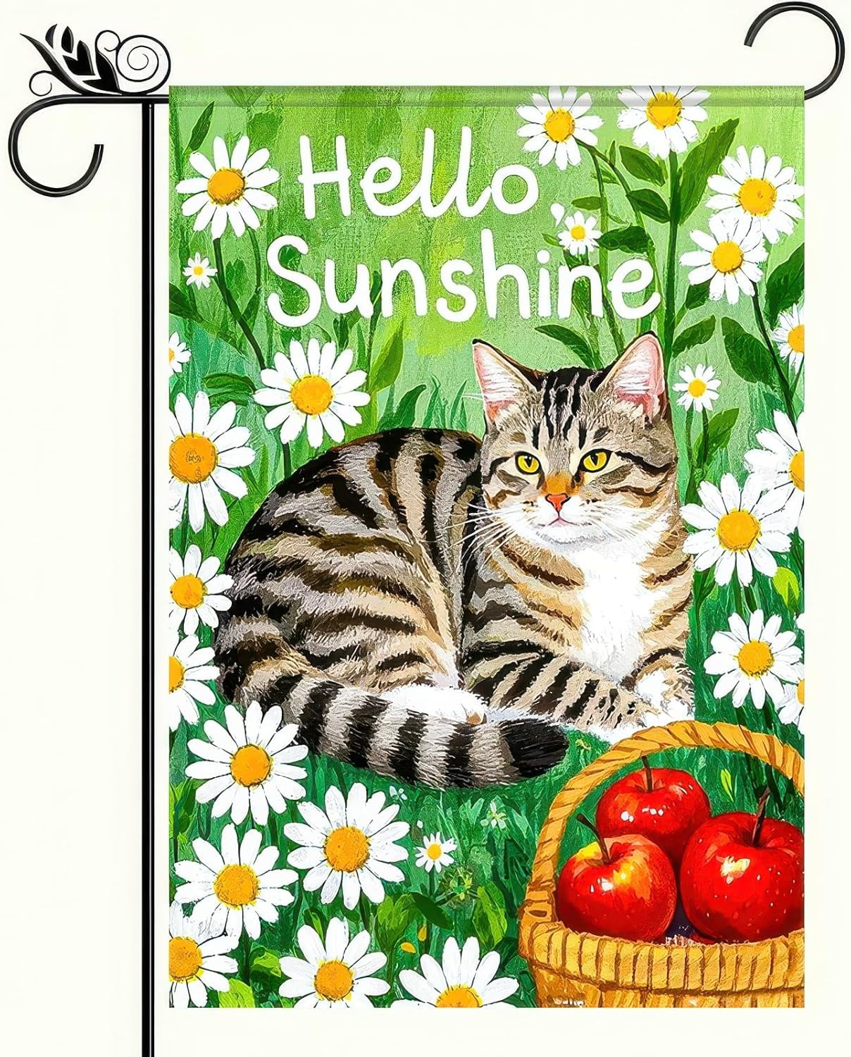 Hello Sunshine Garden Flag 12x18 Inches Black Cat Lemon Sunflower ...