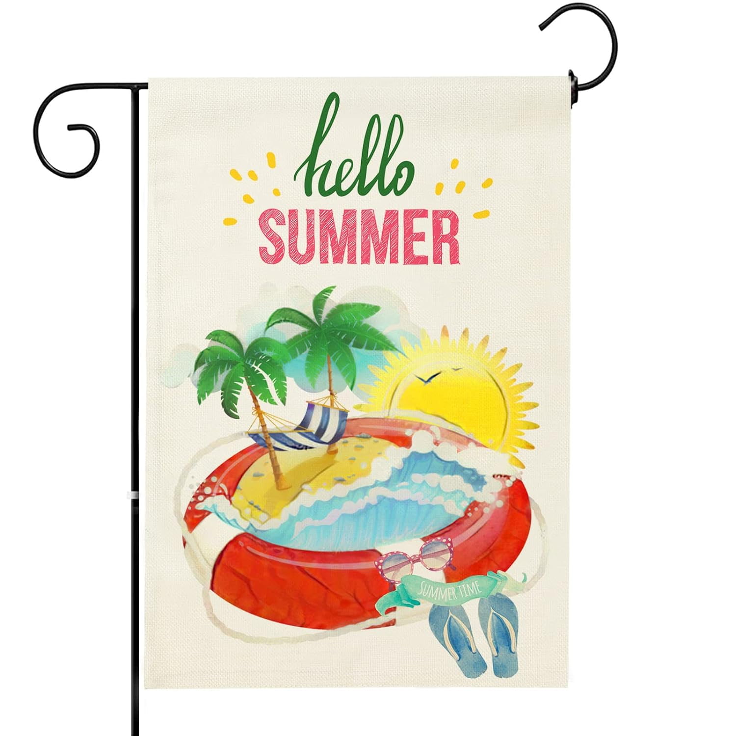 Hello Sunshine Garden Flag, Summer Garden Flag, Funny Flower Yard Flag ...