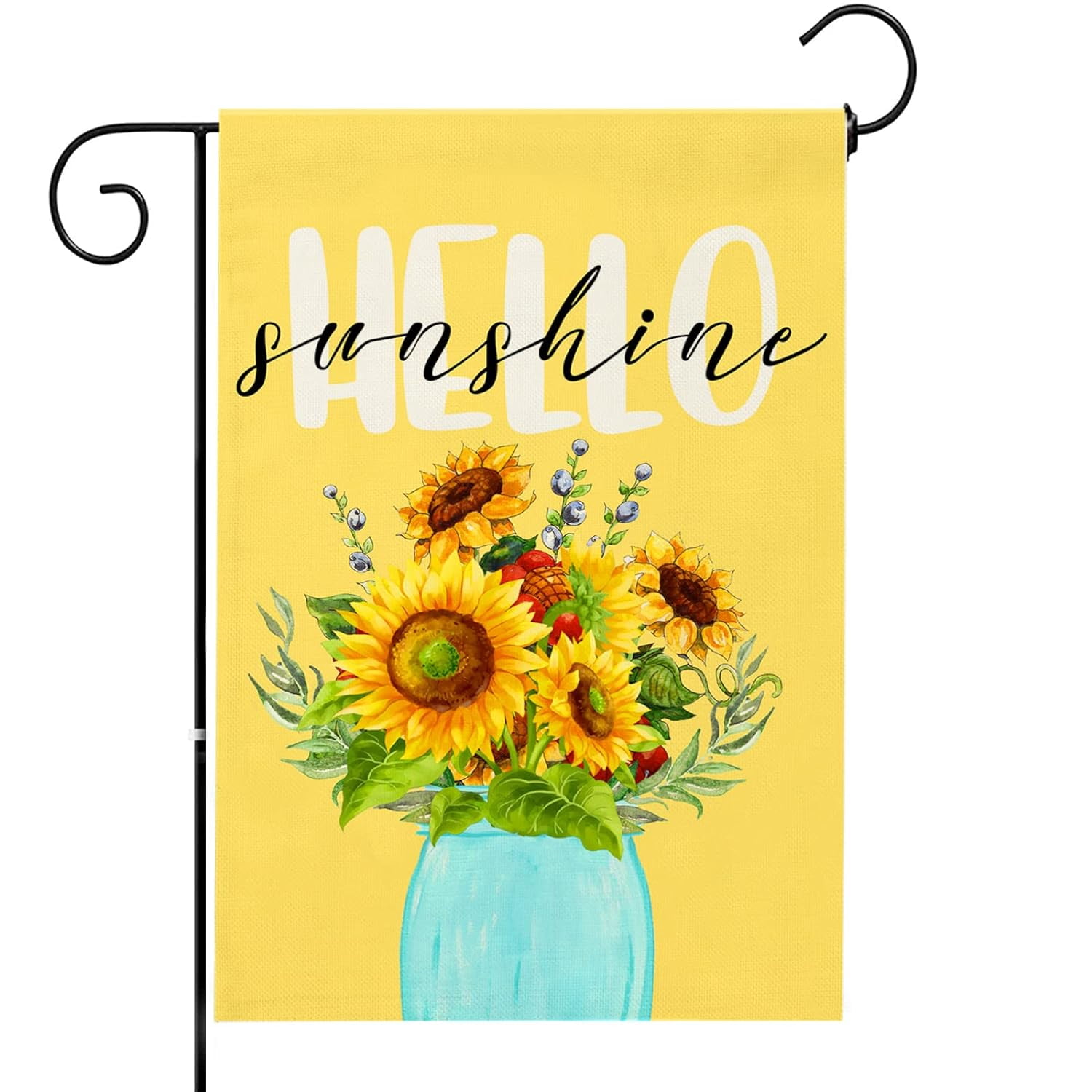 Hello Sunshine Garden Flag, Summer Garden Flag, Funny Flower Yard Flag ...