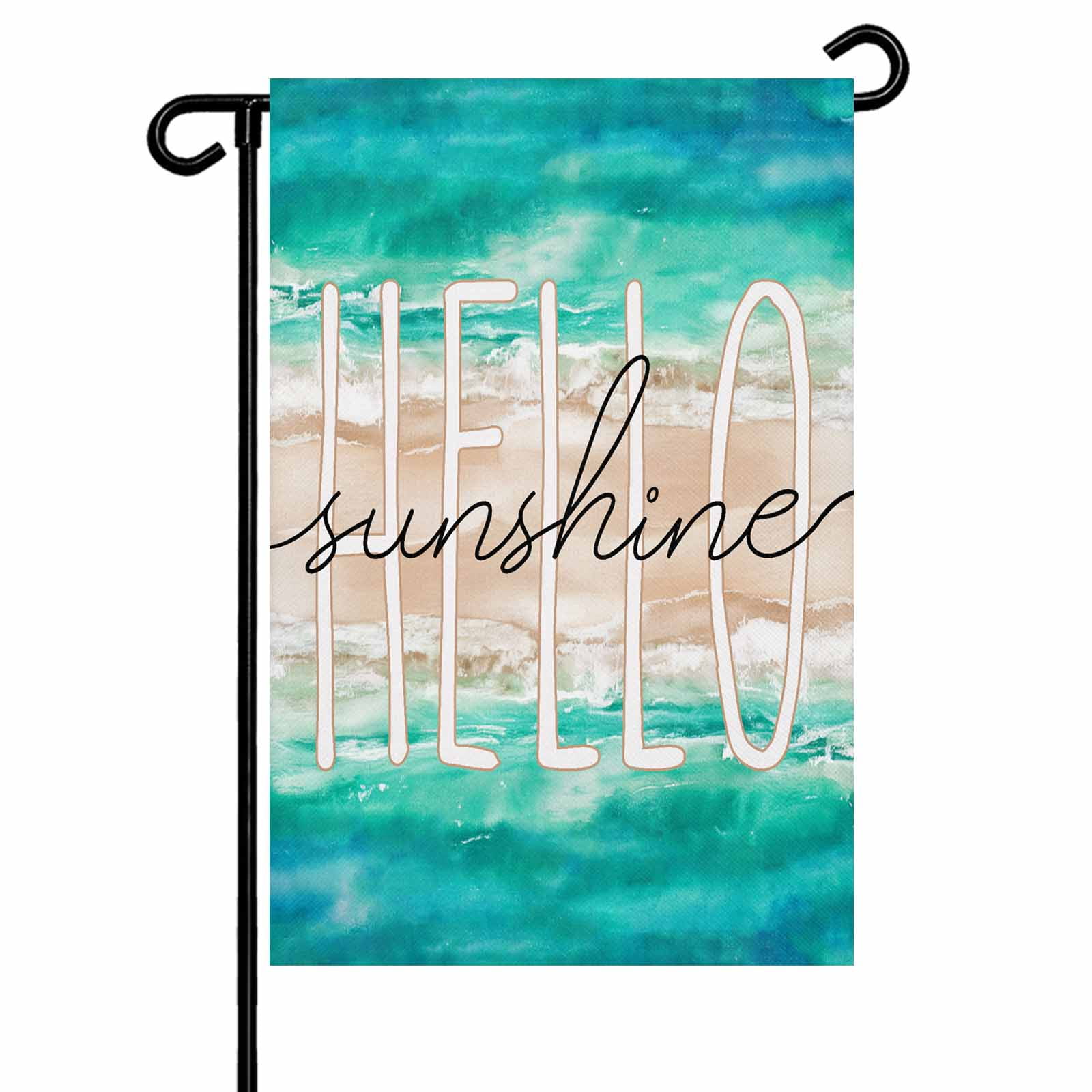Hello Sunshine Garden Flags for Outside Coastal Beach Ocean Double ...