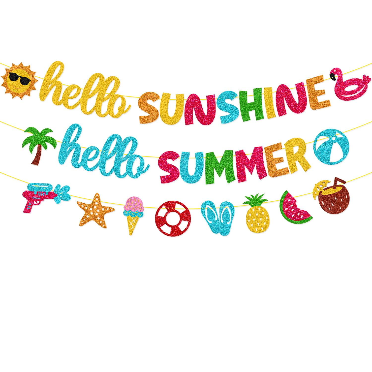 Hello Sunshine Hello Summer Banner Hawaiian Tropical Beach Summertime ...