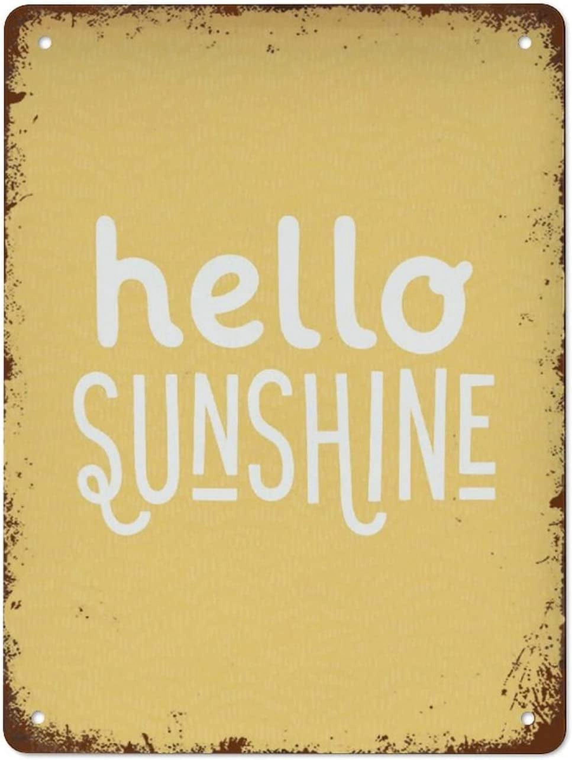 Hello Sunshine Metal Signs Vintage Nursery Wall Art Yellow Room Decor ...