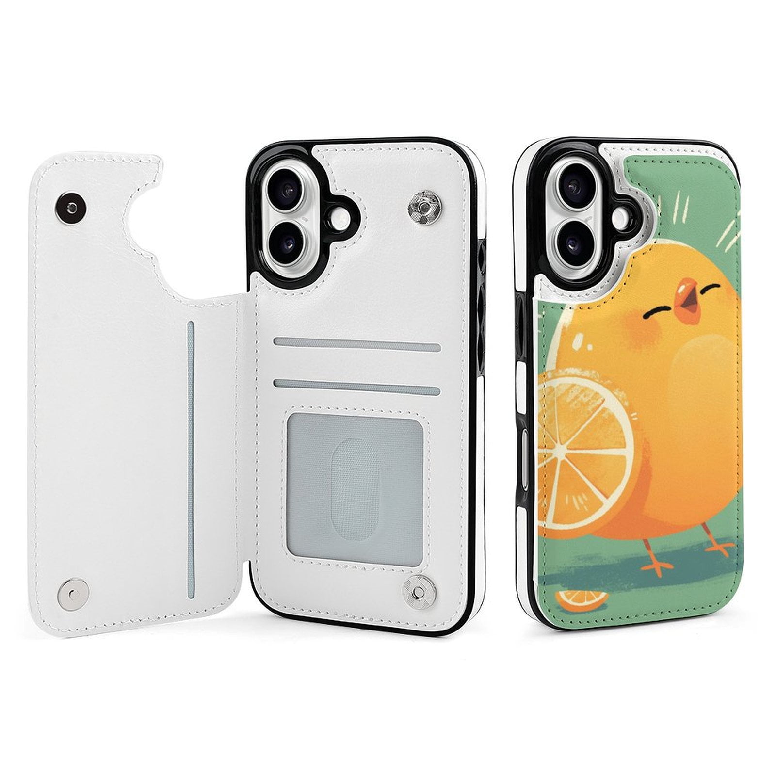 Hello Sunshine! - Orange Bird (green Background) Leather Wallet Case ...