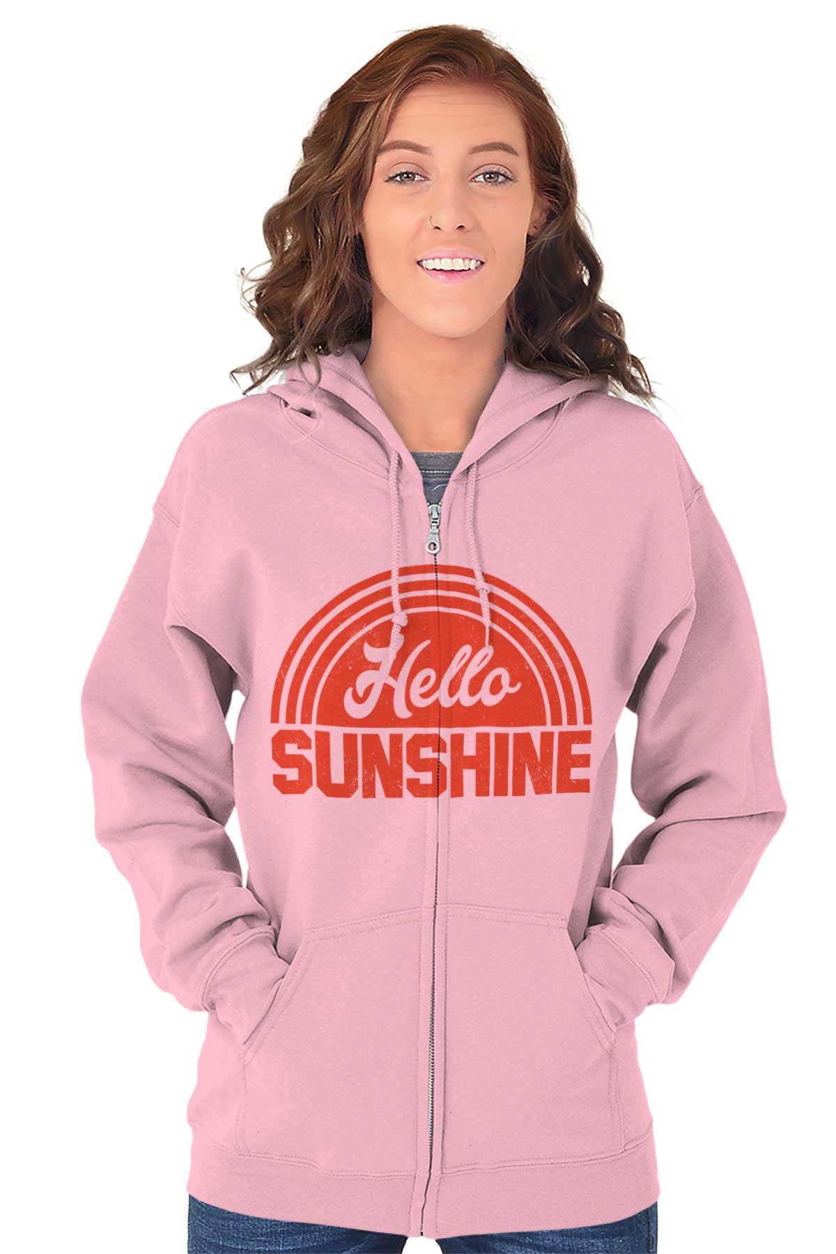 Hello Sunshine Positive Vibes Beachy Zip Hoodie Sweatshirt Women Brisco ...