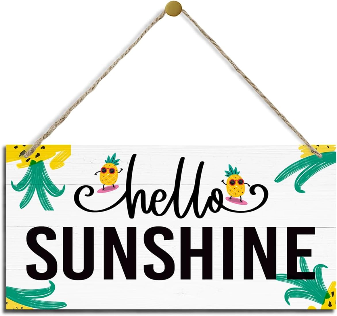 Hello Sunshine Sign, Pineapple Decor, Decorative Wood Hanging Wood ...