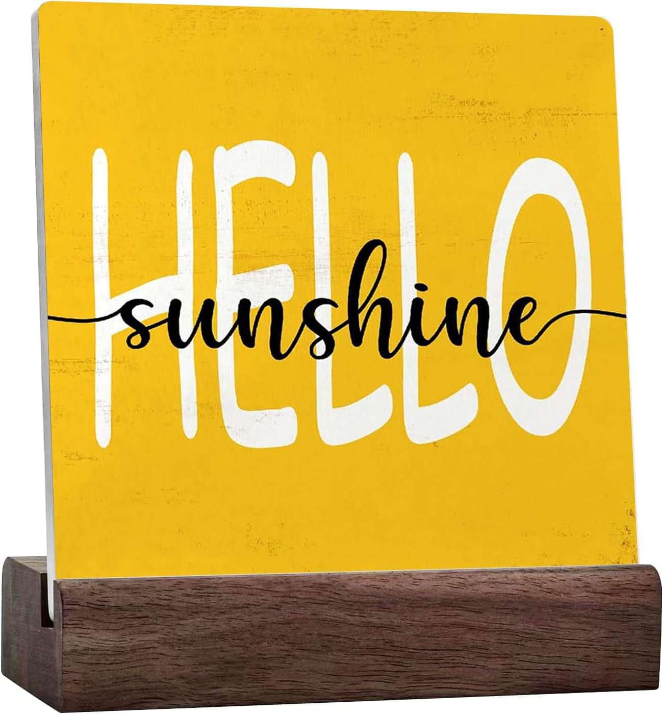 Hello Sunshine Summer Ceramic Table Sign Desk Decor Rustic Mustard ...