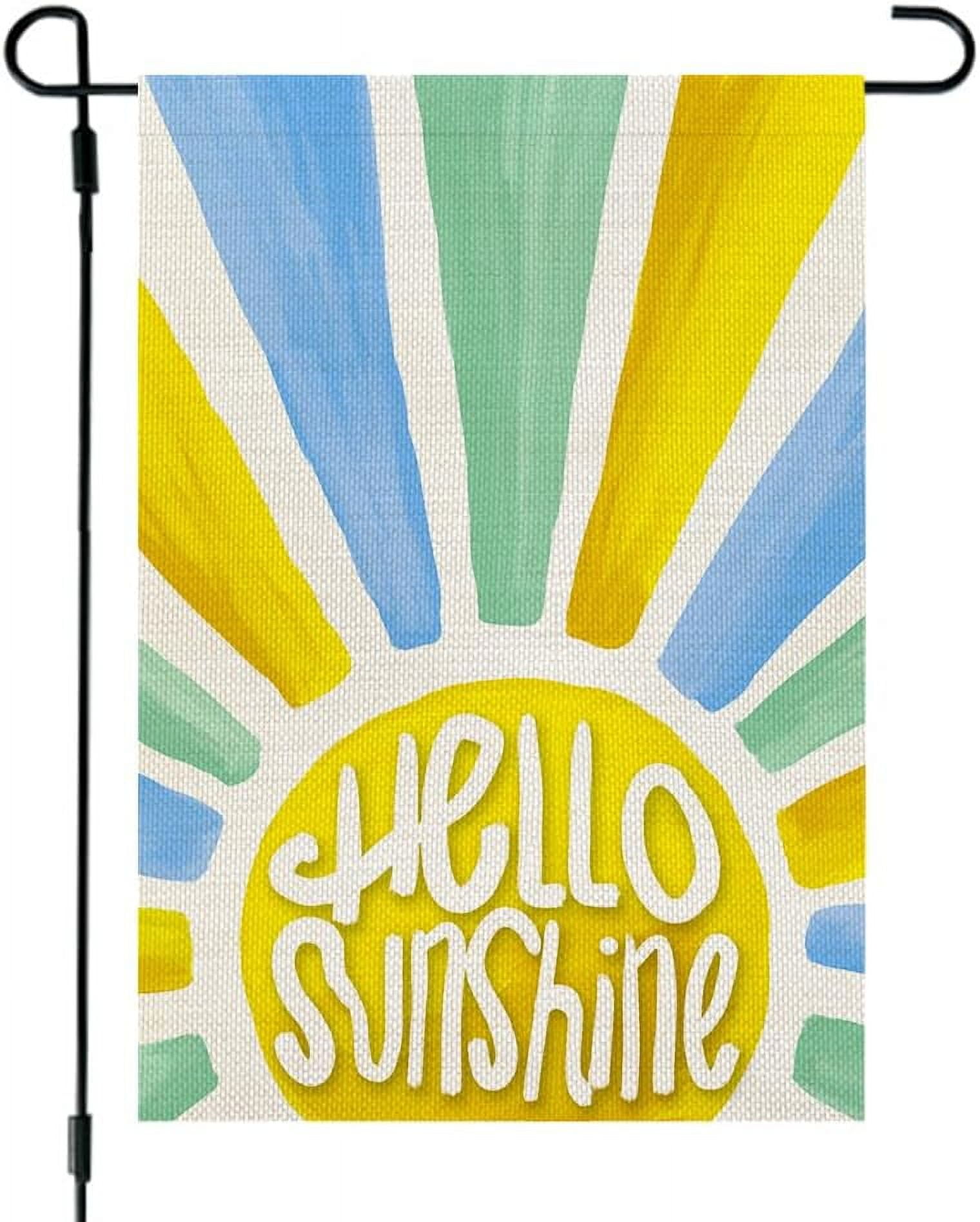 Hello Sunshine Summer Garden Flag 12x18 inch Double Sided Vertical Yard ...