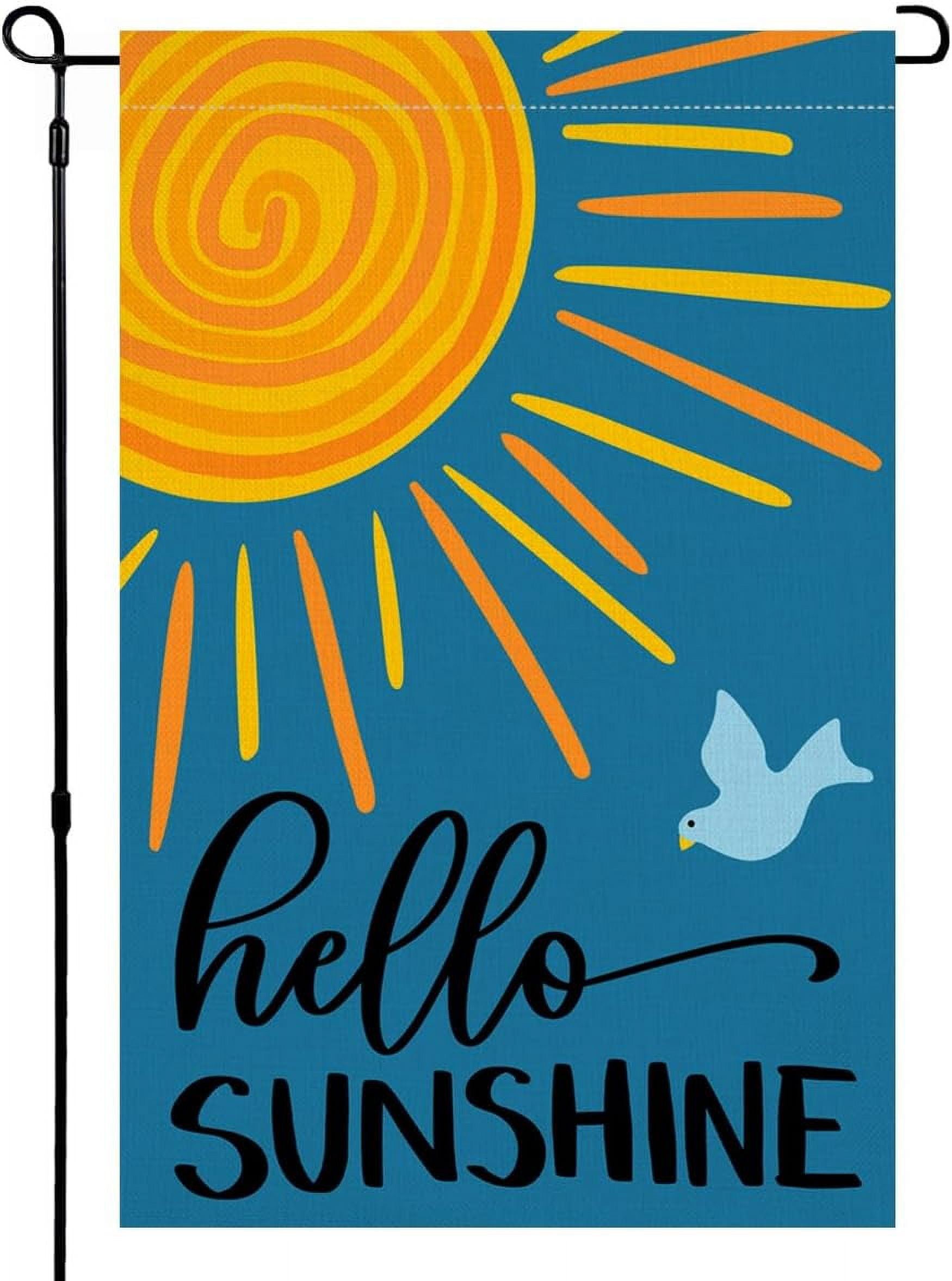 Hello Sunshine Summer Garden Flag 12x28 inch Vertical Double Sided Spring Bird Blue Farmhouse ...