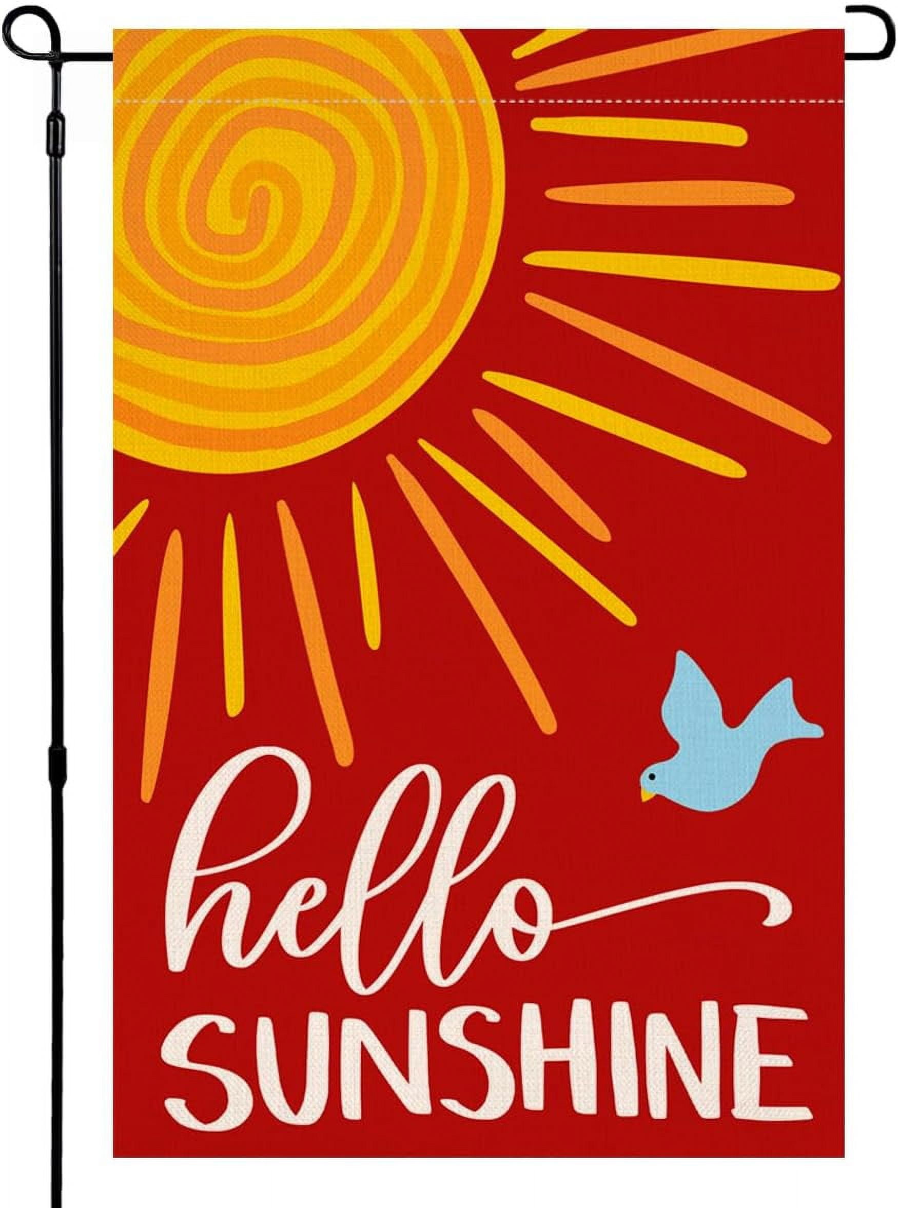 Hello Sunshine Summer Garden Flag 12x28 inch Vertical Double Sided ...