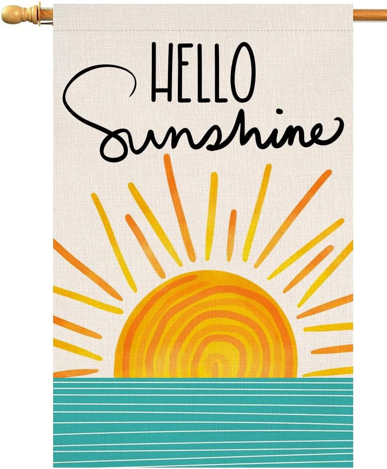 Hello Sunshine Summer House Flag 28 x 40 Vertical Double Sided ...