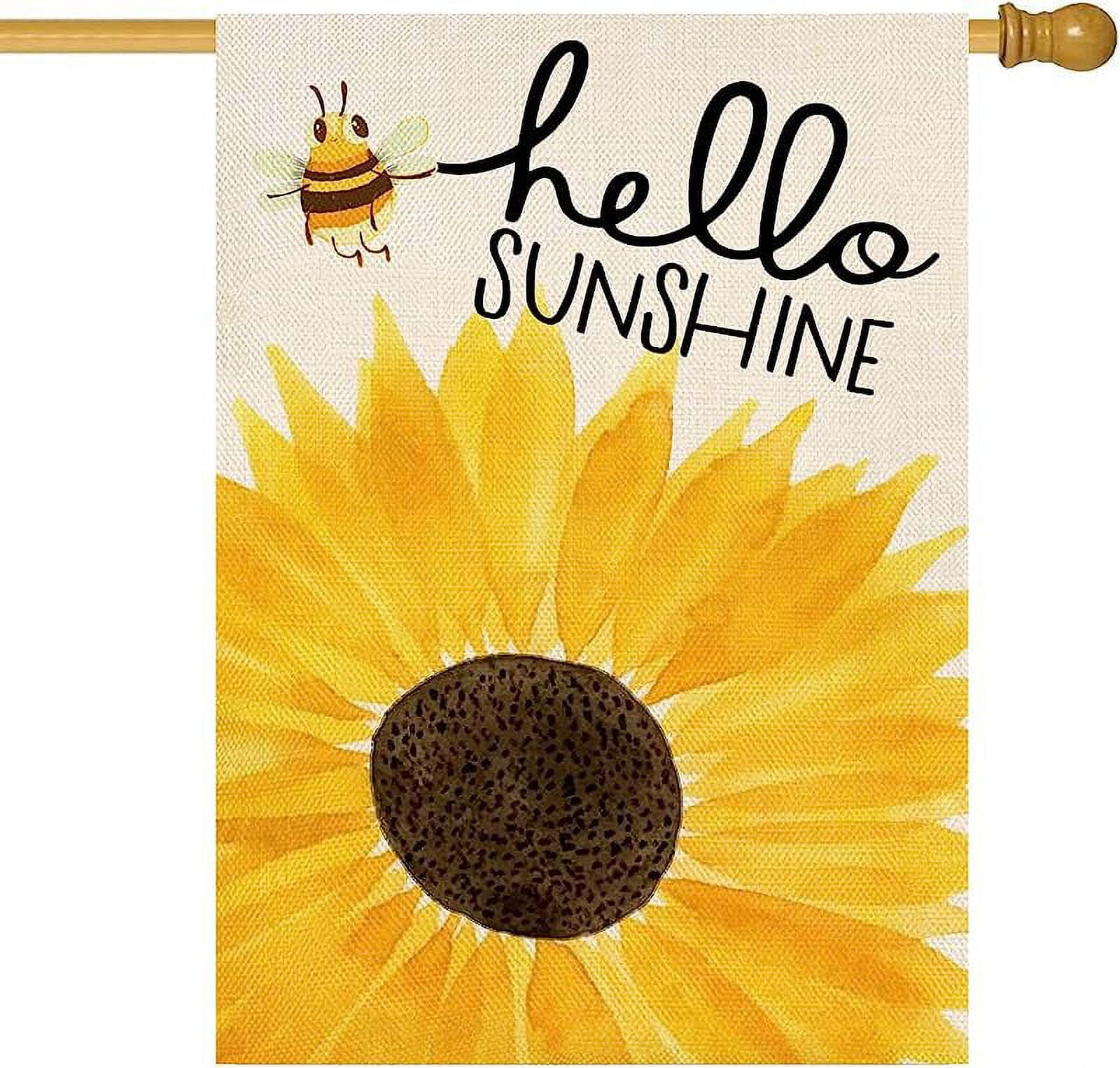 Hello Sunshine Summer Sunflowers Garden Flag Double Sided Watercolor ...