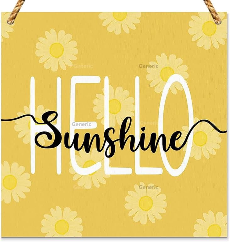 Hello Sunshine Summer Wood Sign Decor，White Daisy Flower Yellow Wooden ...