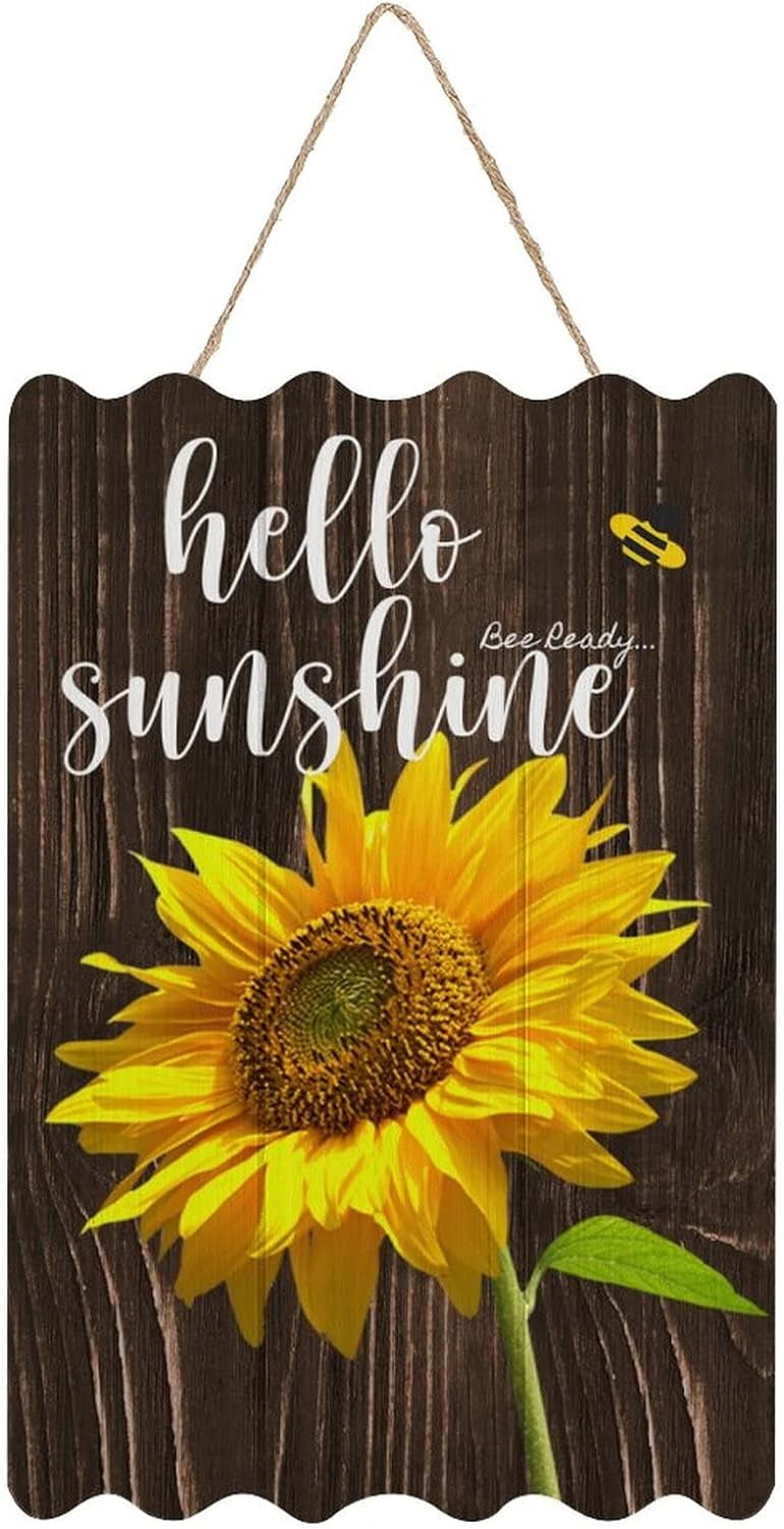 Hello Sunshine Sunflower Personalized Farmhouse Wall Décor Wooden ...