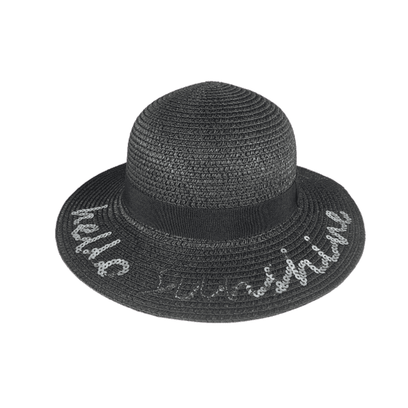Hello Sunshine Sunhat with Sequins - Medium - Black - Walmart.com