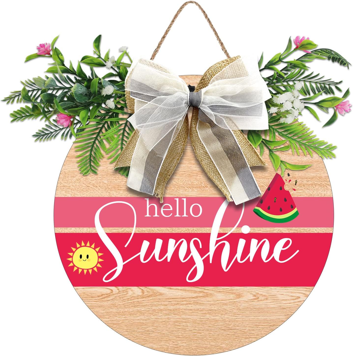 Hello Sunshine Wooden Hanging Sign Summer Welcome Sign Front Door Decor ...