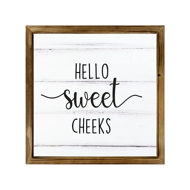 Hello Sweet Cheeks Bathroom Sign Framed 16x16 Inch - Hey Sweet Cheeks ...