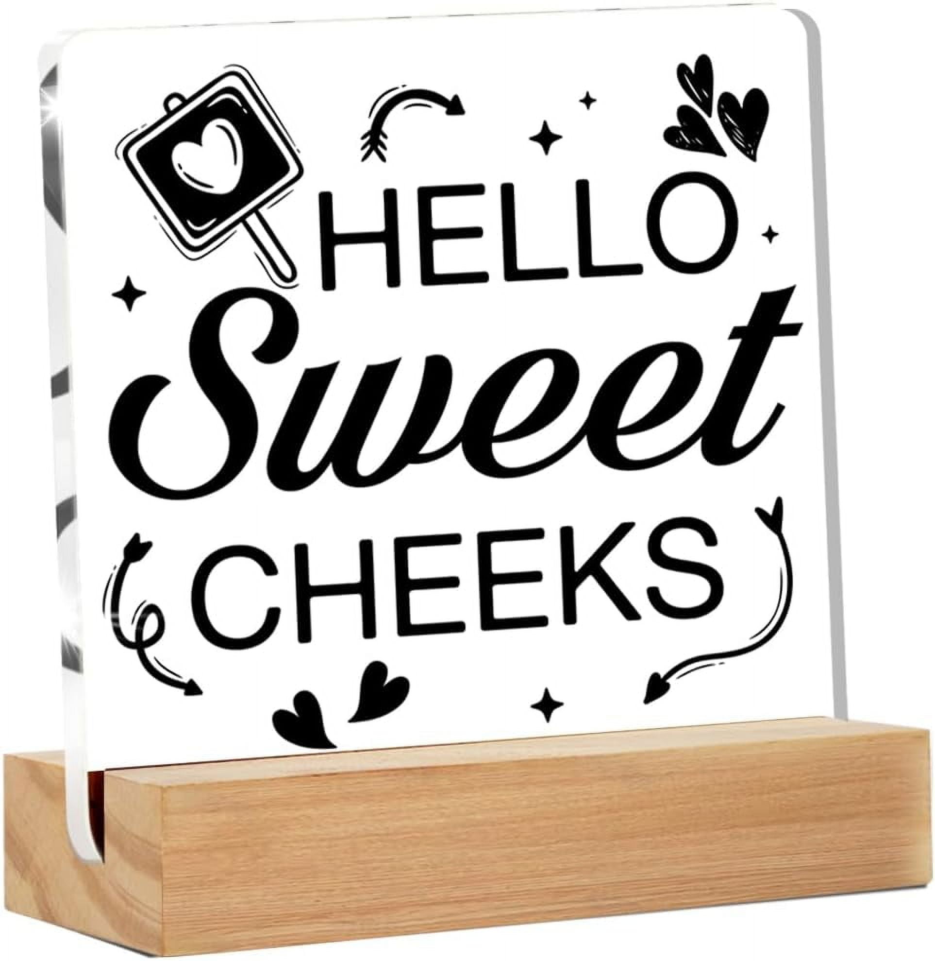 Hello Sweet Cheeks Bathroom Sign with Saying Desk Deco,Modern Toilet ...