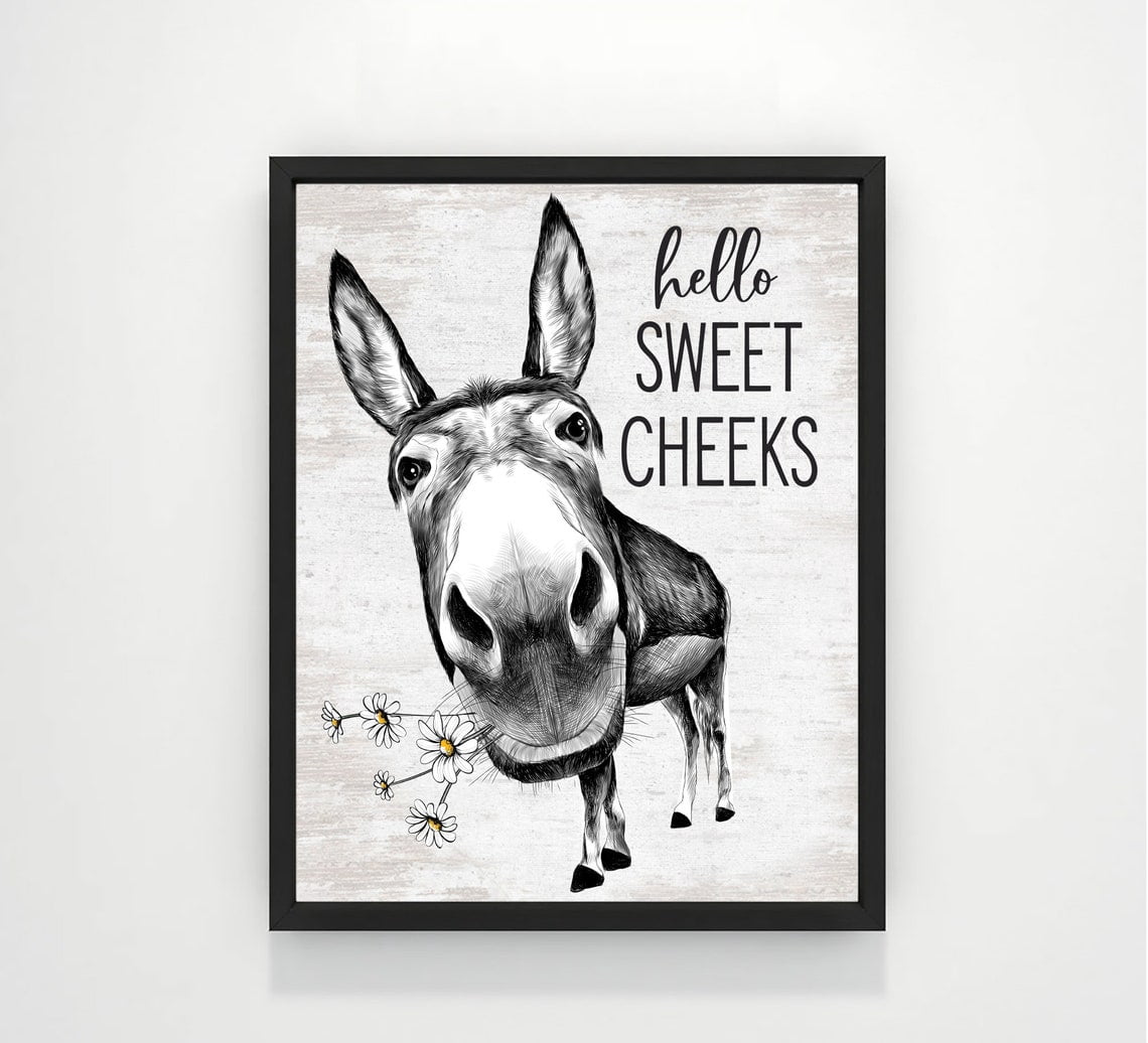 Hello Sweet Cheeks Donkey Body Daisies Bathroom Wall Art, Bathroom ...