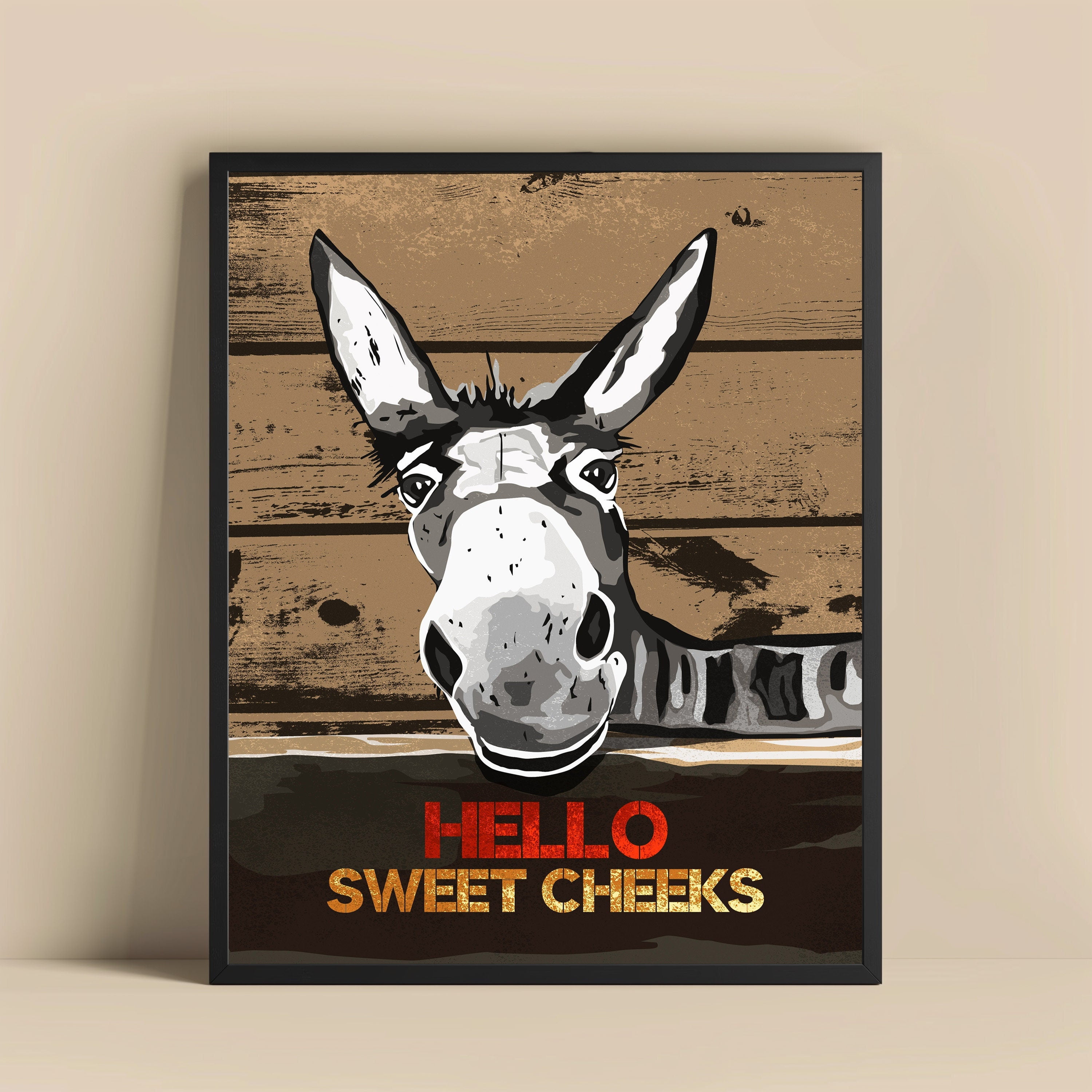 Hello Sweet Cheeks Donkey Print, Bathroom Sign, Wall Art, Quirky ...