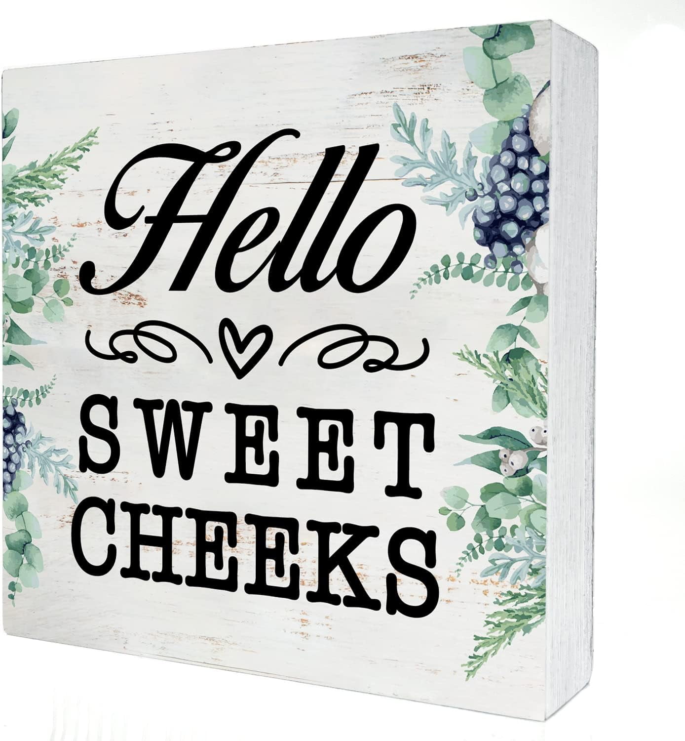 Hello Sweet Cheeks Wood Box Sign Decor Rustic Farmhouse Bathroom Quote ...